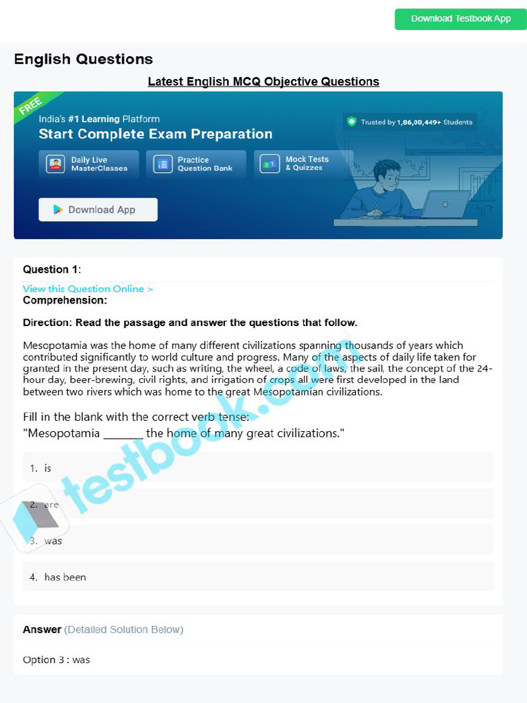 MCQ On English 5eea6a0d39140f30f369e38e | PDF