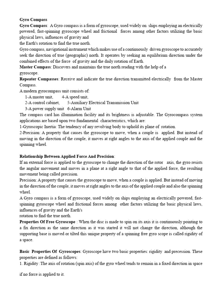 Gyro Compass | PDF | Gyroscope | Compass