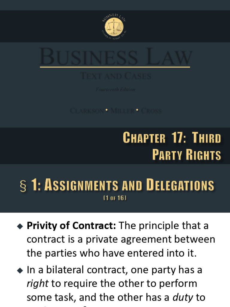 Clarkson14e - PPT - ch17 Third Party Rights | PDF | Assignment (Law ...