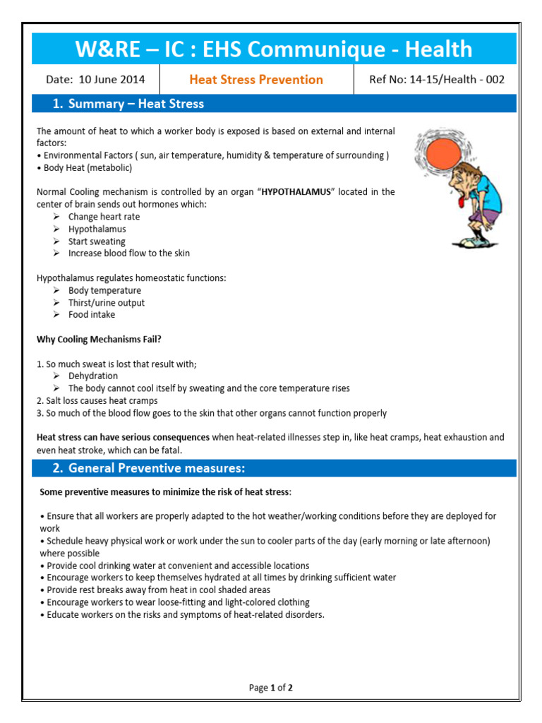 EHS Communication Health - Heat Stress | PDF | Hyperthermia | Thermoregulation