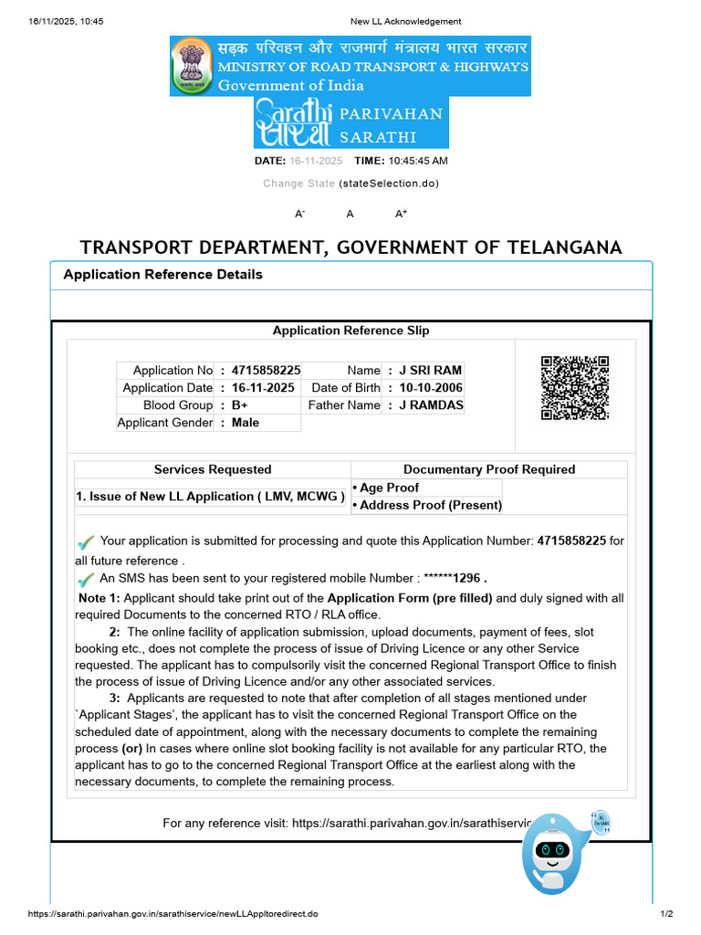 New LL Acknowledgement | PDF | Road Transport | Land Transport