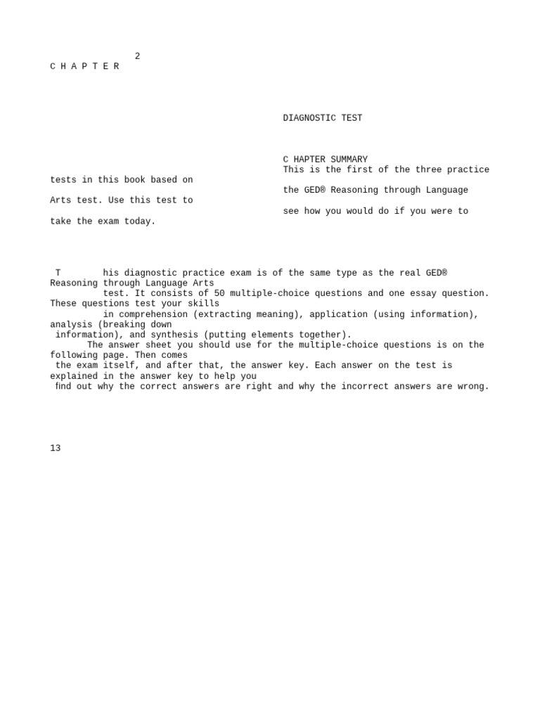 GED® Language Arts Diagnostic Test | PDF | Multiple Choice | Atlantic ...