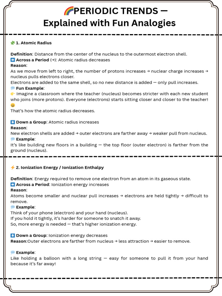 Periodic Trends Explained with Analogies | PDF | Atomic Nucleus | Atoms