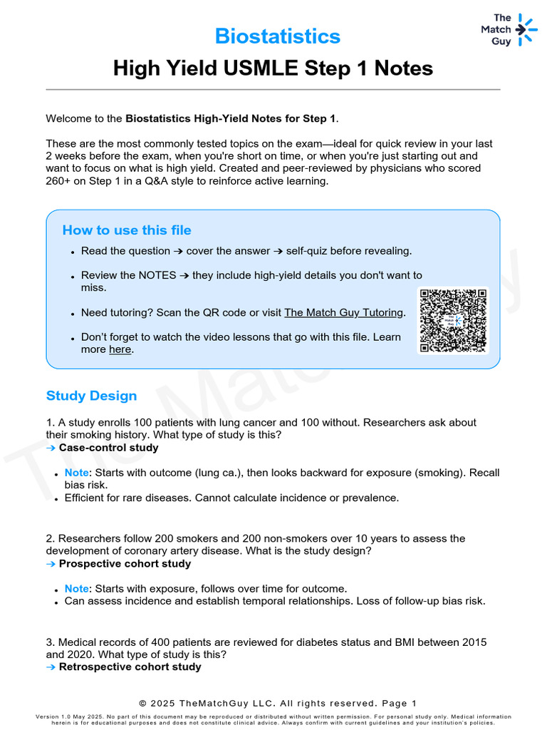 High-Yield Biostatistics for USMLE Step 1 | PDF | Clinical Trial ...