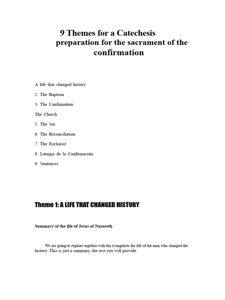 9 Topics for a Catechesis Preparing for the Sacrament of Confirmation ...