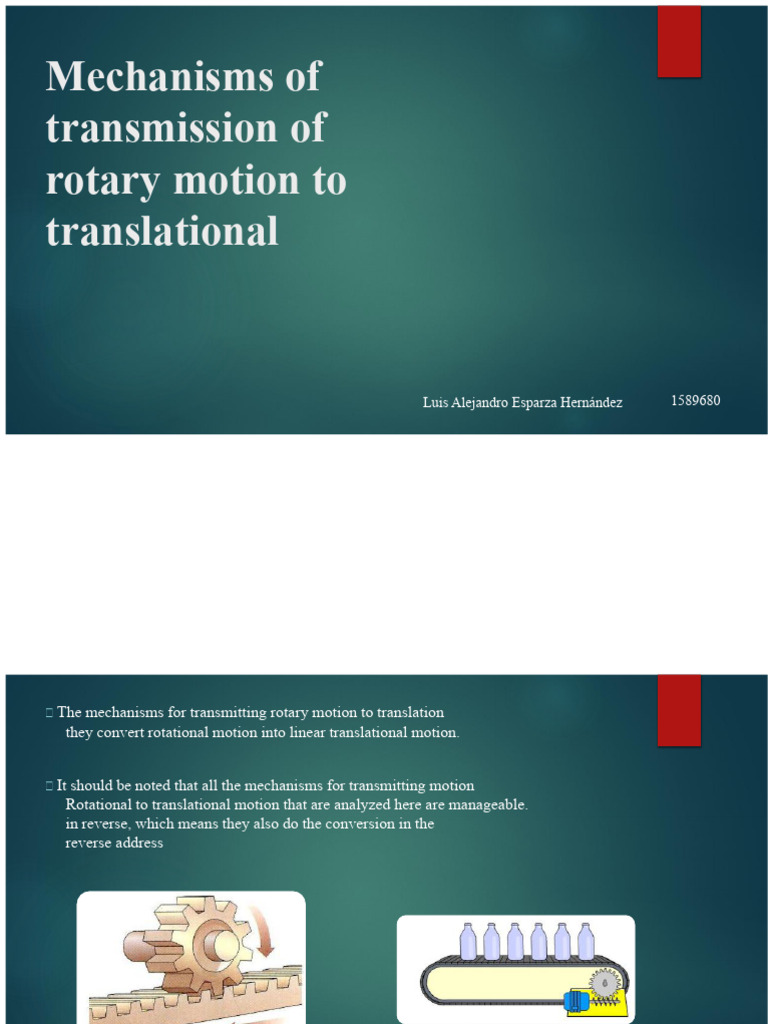 Mechanisms For Transmitting Rotational Motion To Translational Motion ...