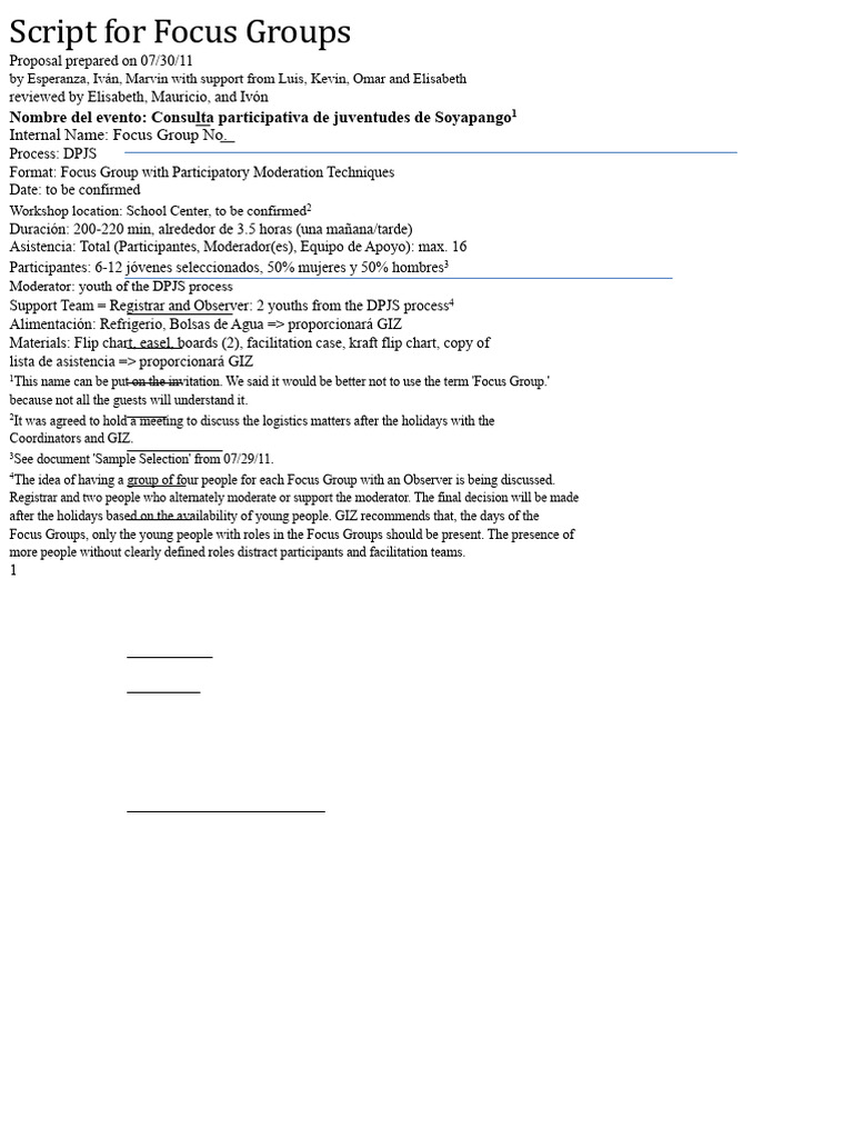 Script For Focus Groups - 30 7 11 | PDF