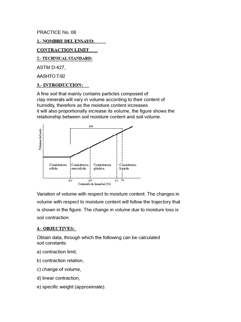 LIMIT OF CONTRACTION - Soil Mechanics | PDF | Pressure | Applied And ...