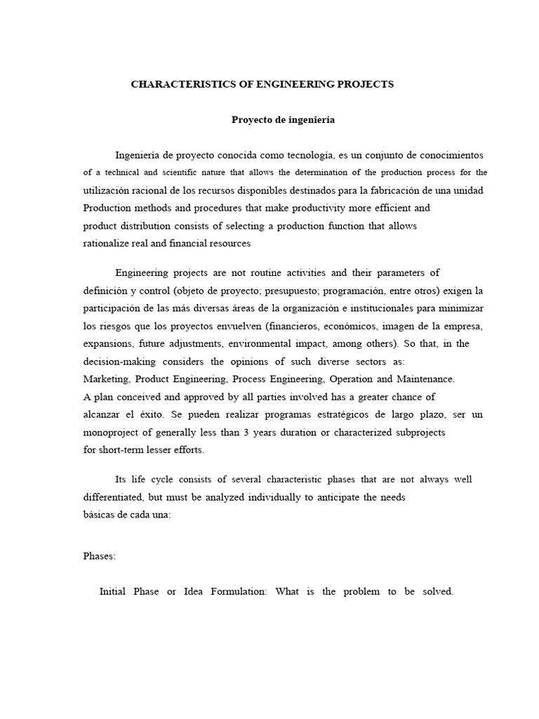 Characteristics of engineering projects | PDF