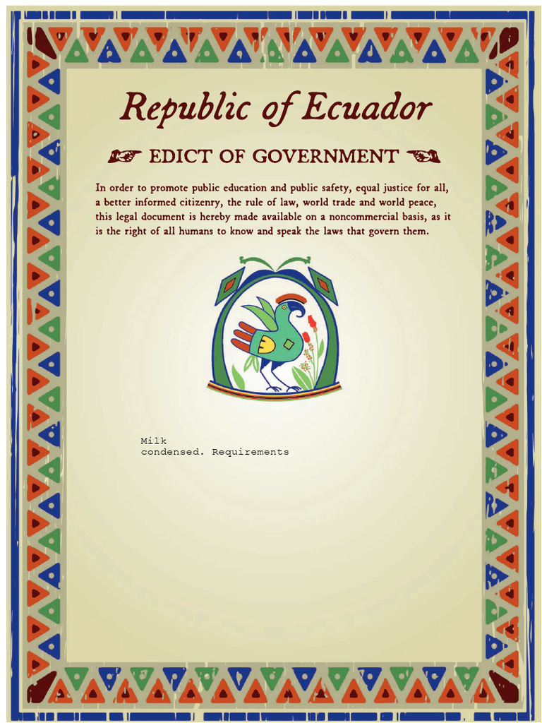 Condensed Milk - Ecuadorian Standard | PDF | Milk | Dairy