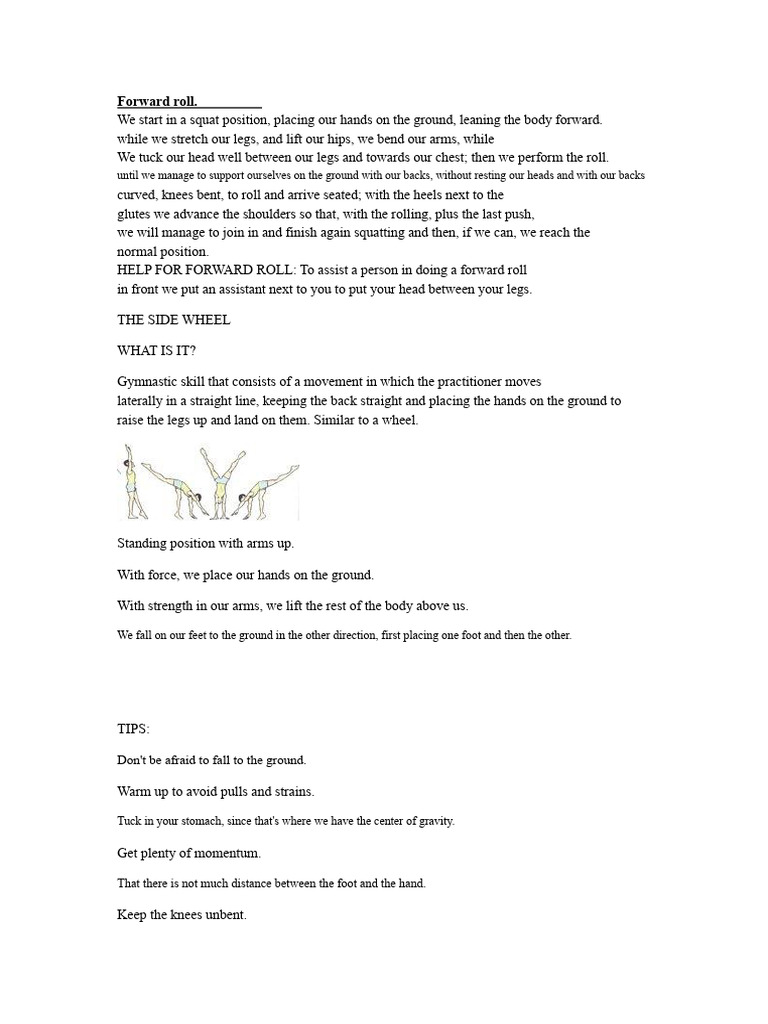 Forward Roll and Inverted Balance Techniques | PDF | Anatomical Terms ...