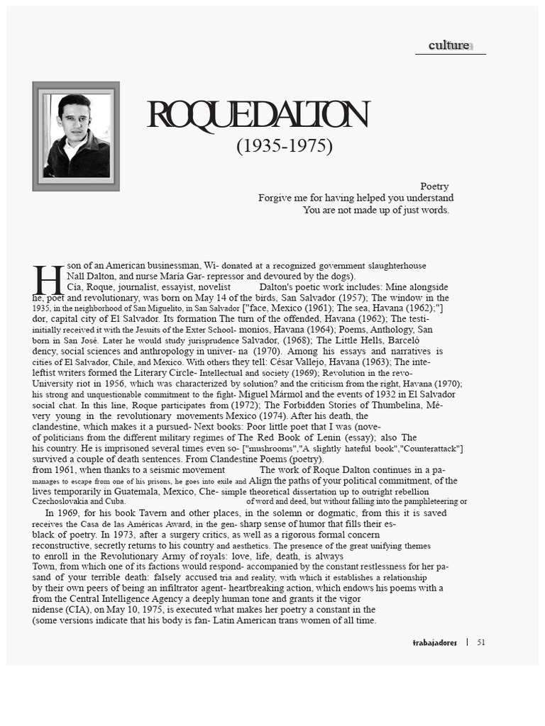 Roque Dalton: Revolutionary Poet's Legacy | PDF