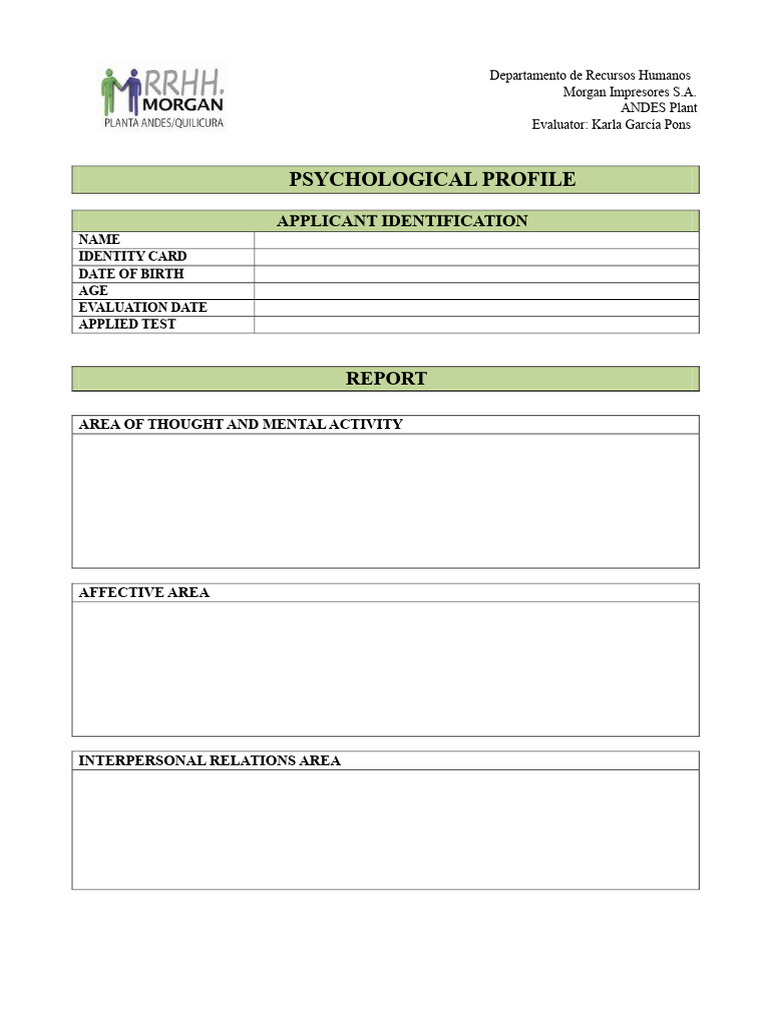 Psychological Profile Evaluation Report | PDF