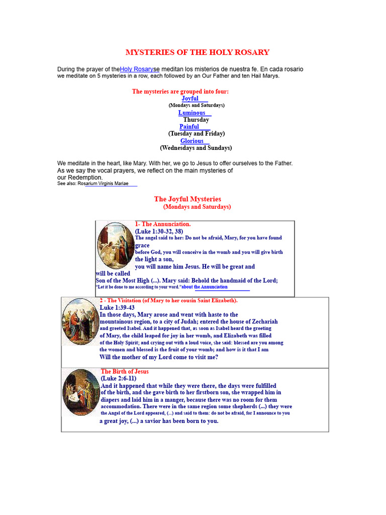 Mysteries of The Holy Rosary | PDF | Rosary | Jesus