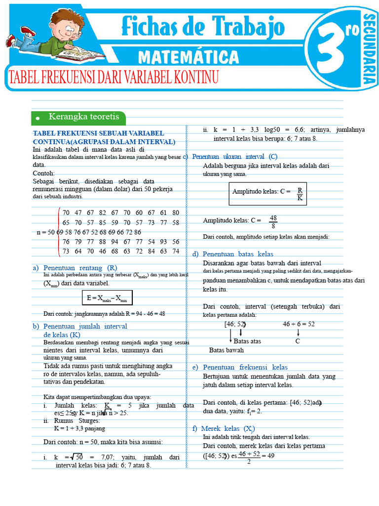 Tabel Frekuensi Variabel Kontinu dan Analisis | PDF