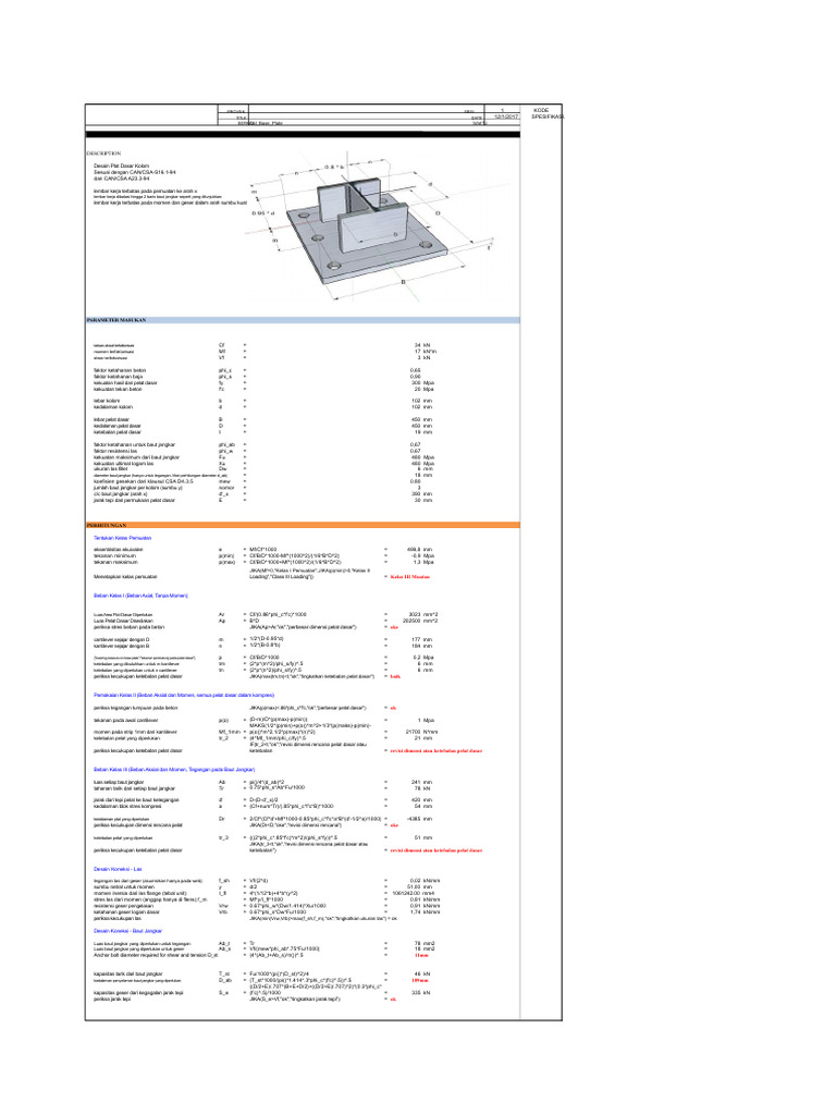 Desain Plat Dasar Kolom 2017 | PDF