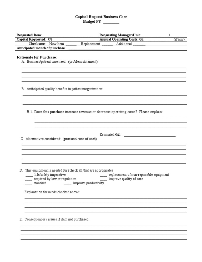 Capital Request Form | PDF
