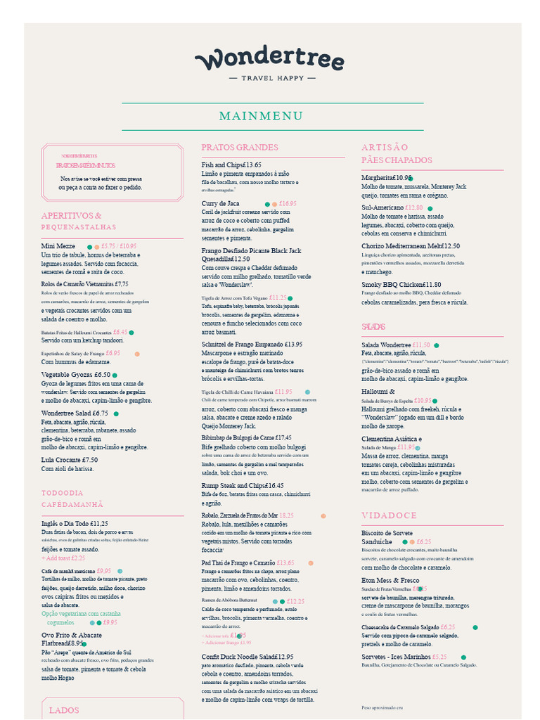 menu wondertree | PDF | Culinária vegana | Ingredientes de alimentos