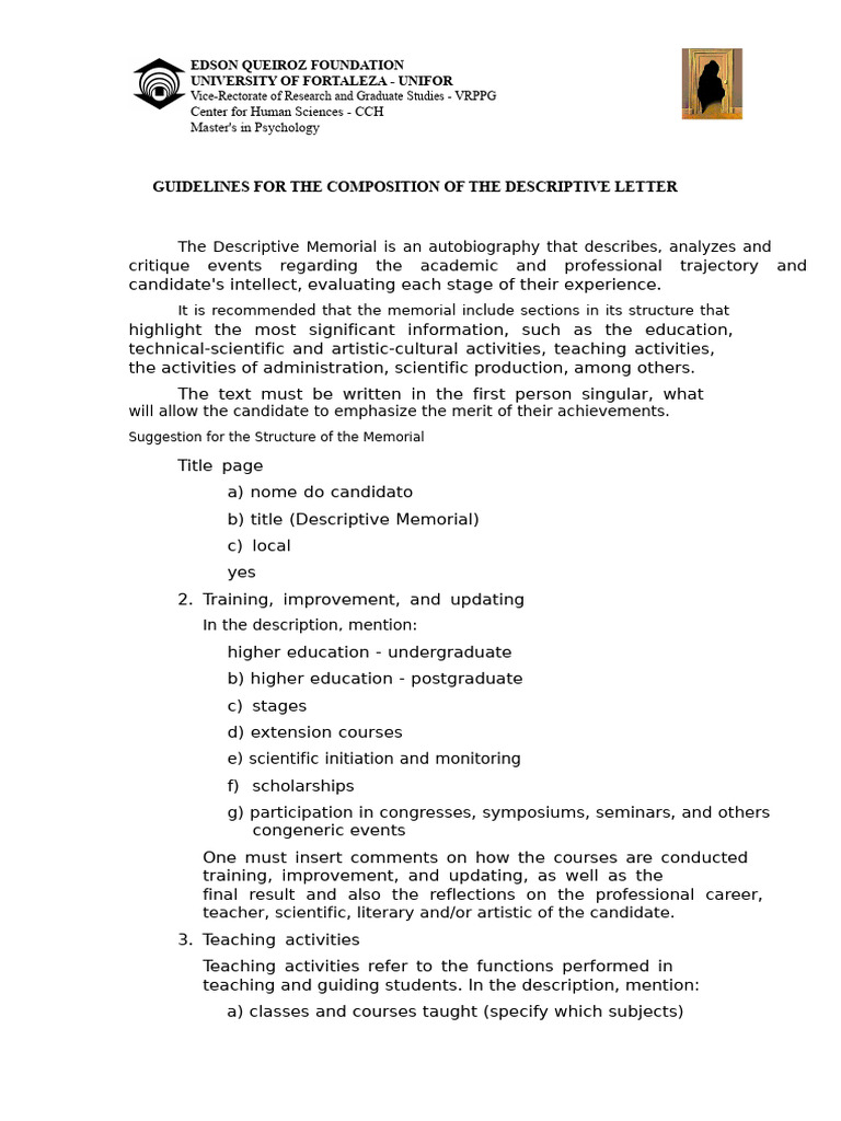 Descriptive Memorial | PDF | Higher Education | Educational Stages