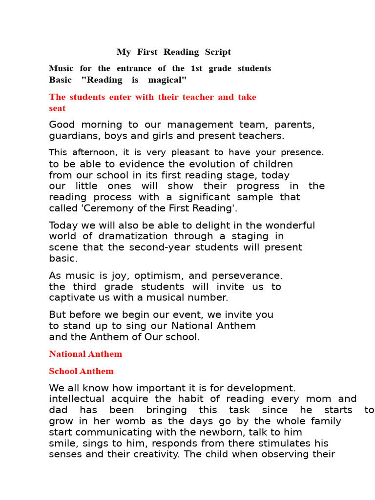 Script My First Reading | PDF | Human Communication | Cognition