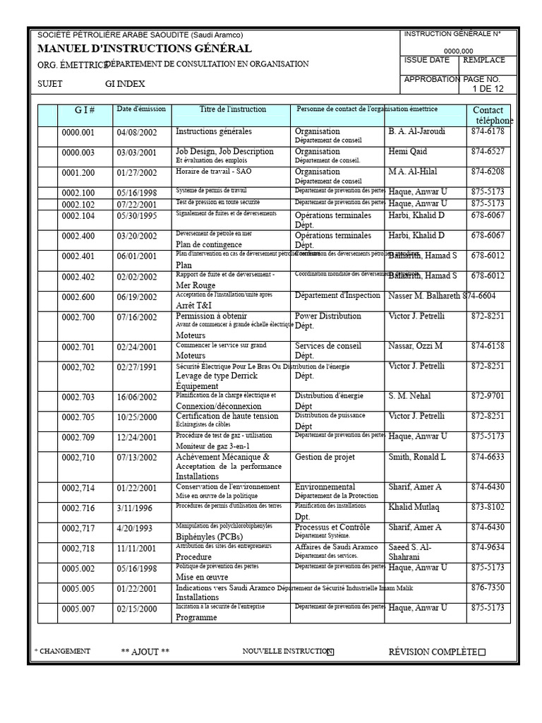 Manuel d'instructions générales Saudi Aramco | PDF