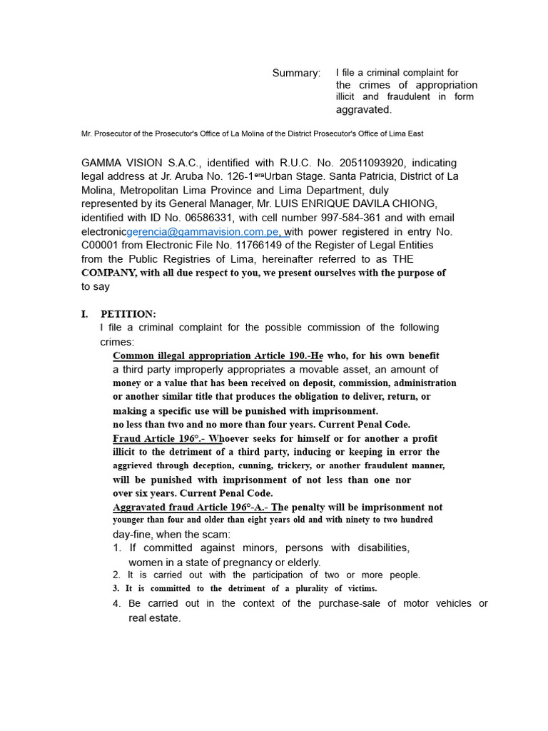 Gamma Vision Complaint | PDF | Fraud | Receipt