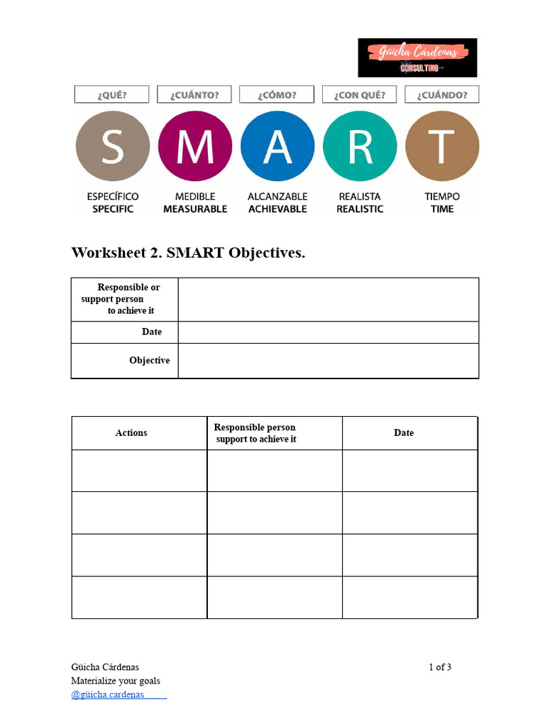 Worksheet 2. SMART Goals. | PDF