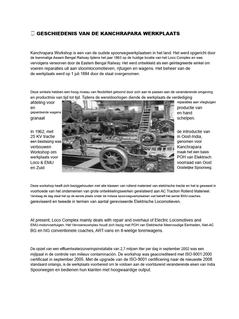 Geschiedenis Van de Kanchrapara Werkplaats | PDF
