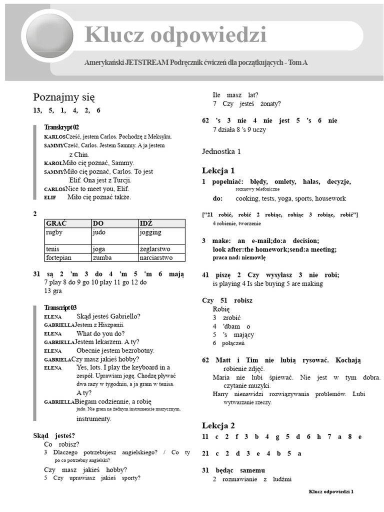 AMERYKAŃSKI JS - Pre-Int WB AK - VOL A | PDF