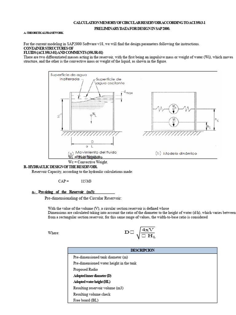 Circular Reservoir Design Calculation ACI 350.3-1 | PDF | Earthquake ...