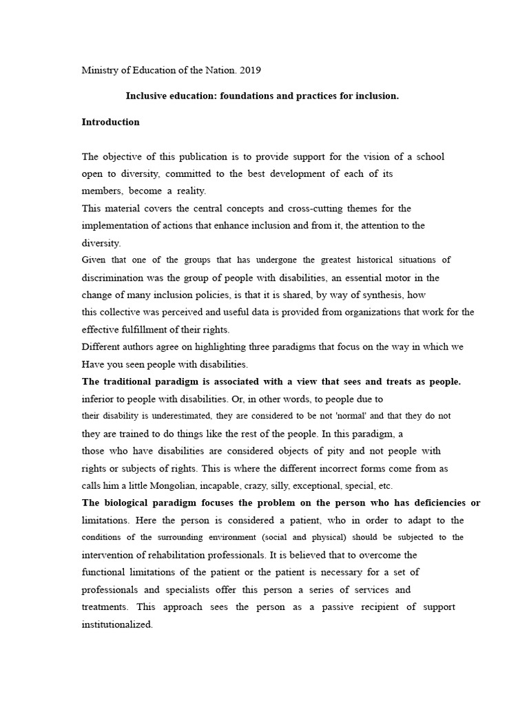 Inclusive Education Fundamentals And Practices For Inclusion Pdf