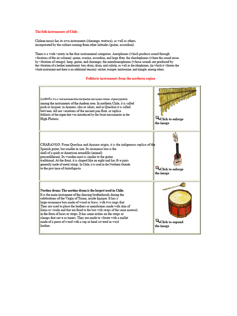 The Folk Instruments of Chile | PDF | Musical Instruments | String ...