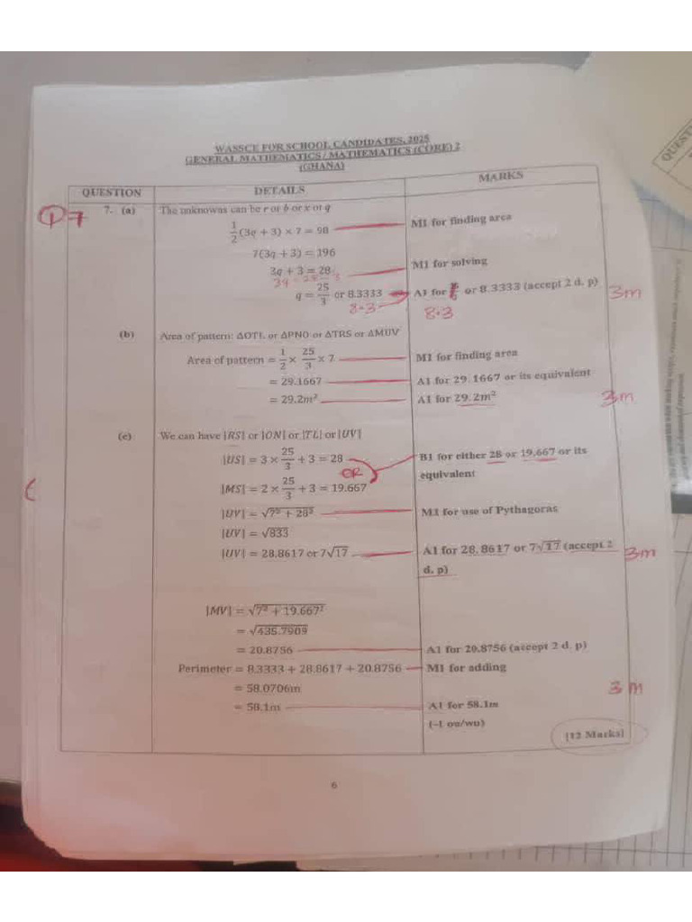 2025 Core Maths Marking Scheme | PDF
