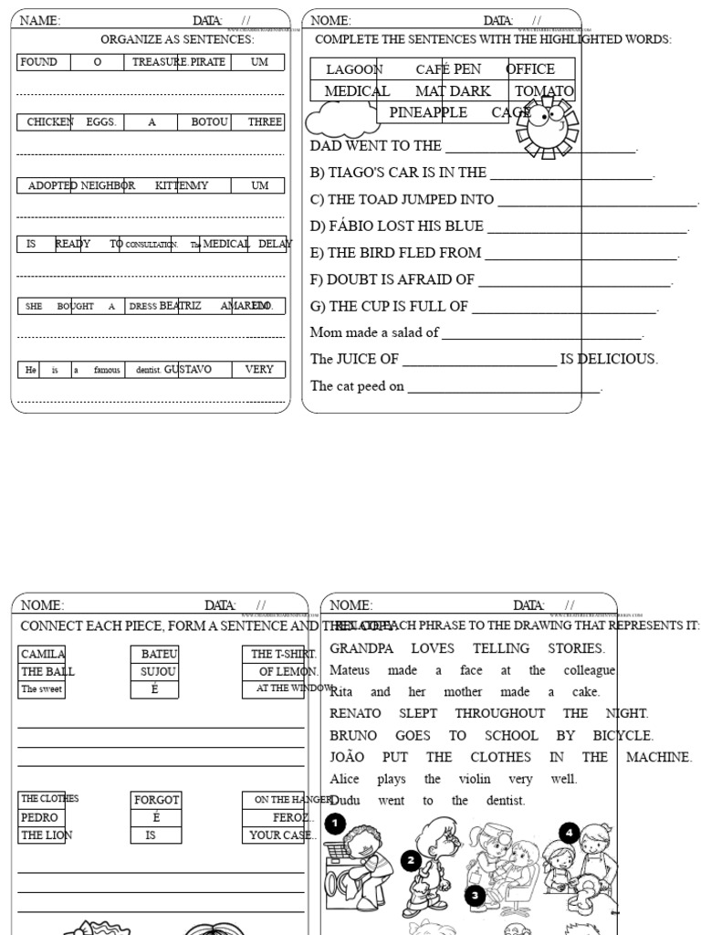 Activity Literacy Sentences Block Letter - RUAN | PDF