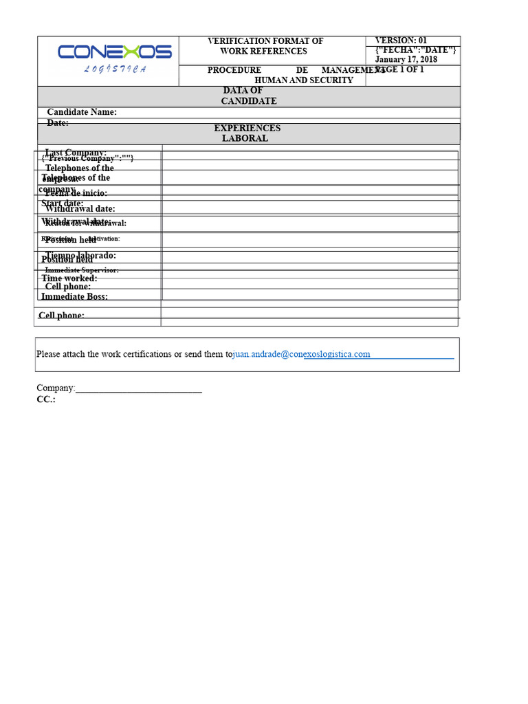 Employment Reference Verification Form | PDF
