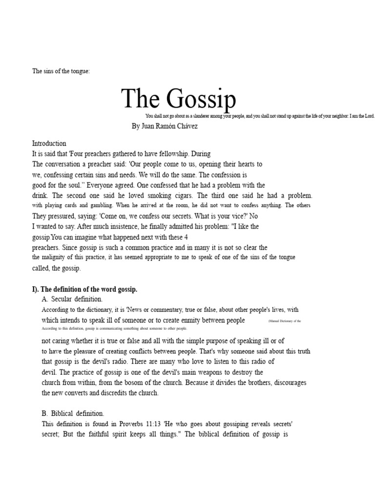 The Sins of The Tongue - Gossip | PDF | Samson | Delilah