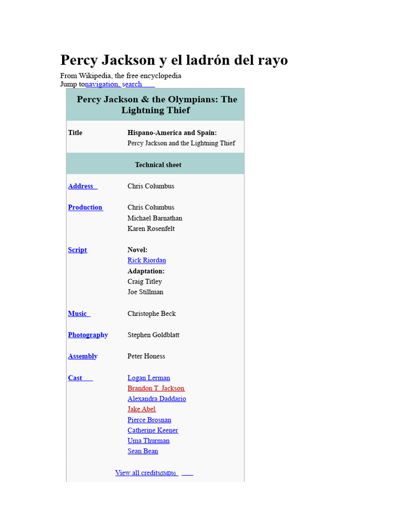 Percy Jackson and The Olympians: The Lightning Thief | PDF