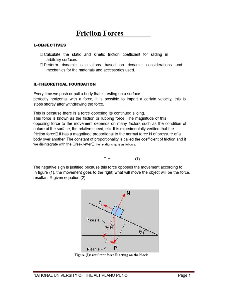 Friction Force | PDF | Friction | Force