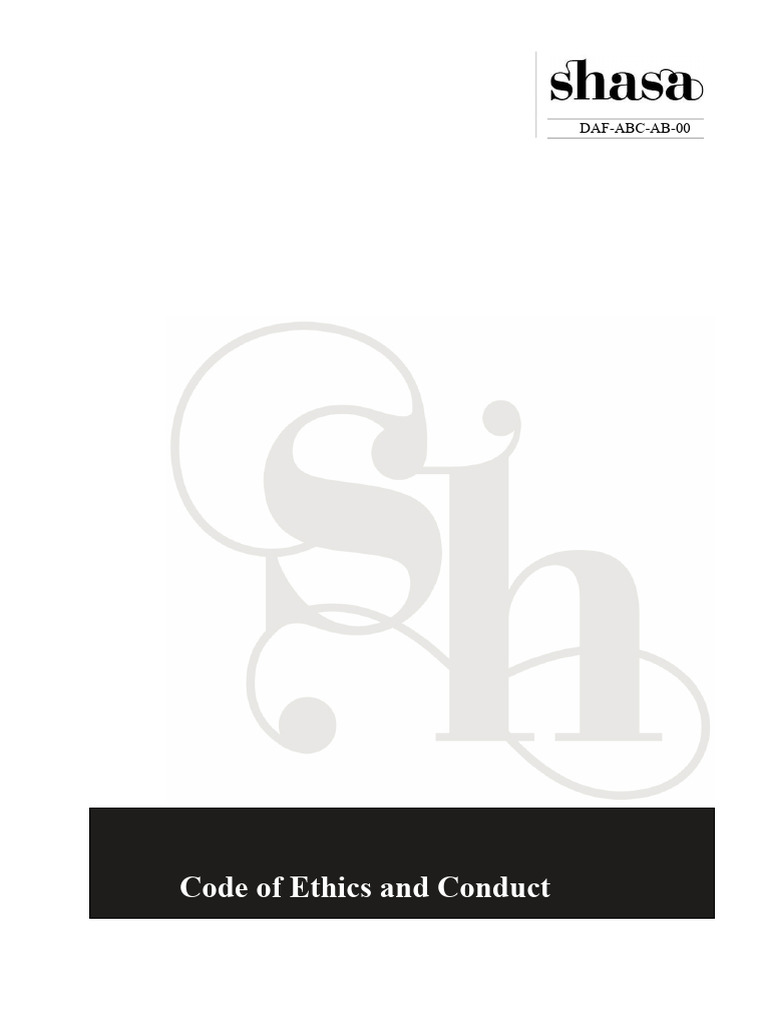 Shasa Code of Ethics and Conduct | PDF | Regulatory Compliance ...