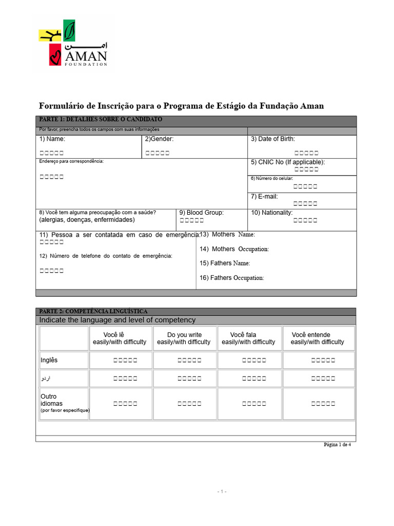 Formulário de Inscrição para Estágio | PDF