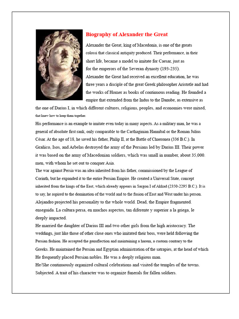 Biography of Alexander The Great | PDF | Alexander The Great ...