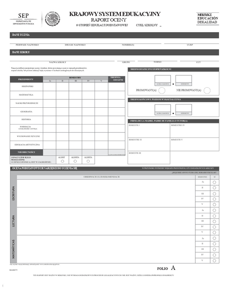 Format Raportów Ocen | PDF
