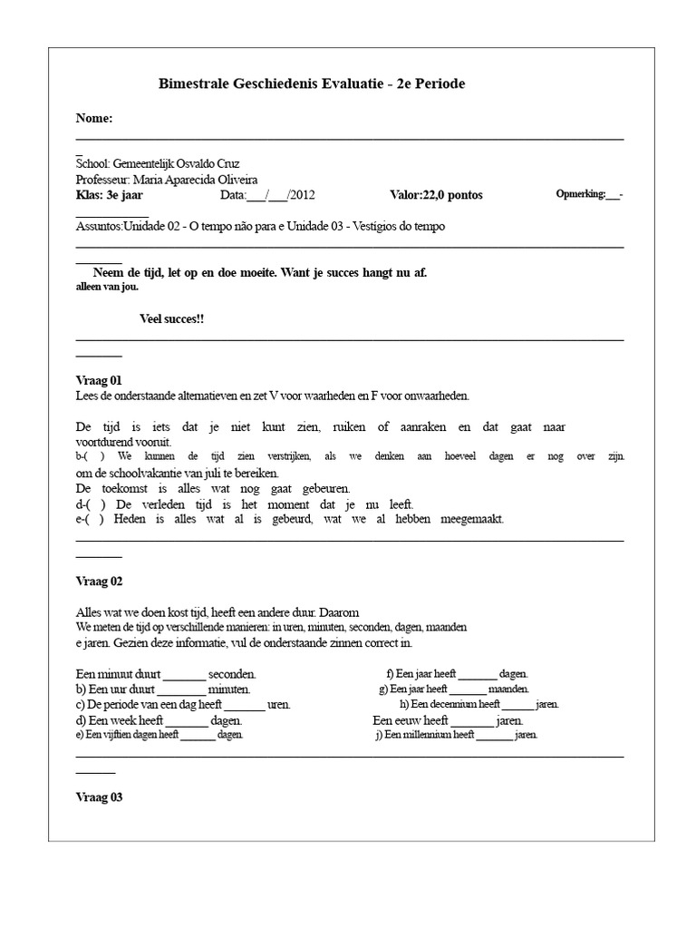 Evaluatie Van Geschiedenis | PDF