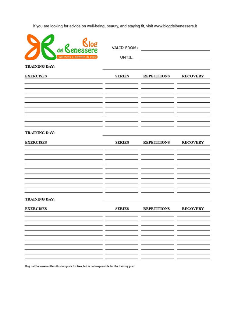 Training Sheet Template | PDF