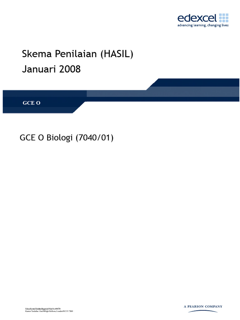 Skema Penilaian Kertas 1 GCE Biologi Januari 2008 | PDF