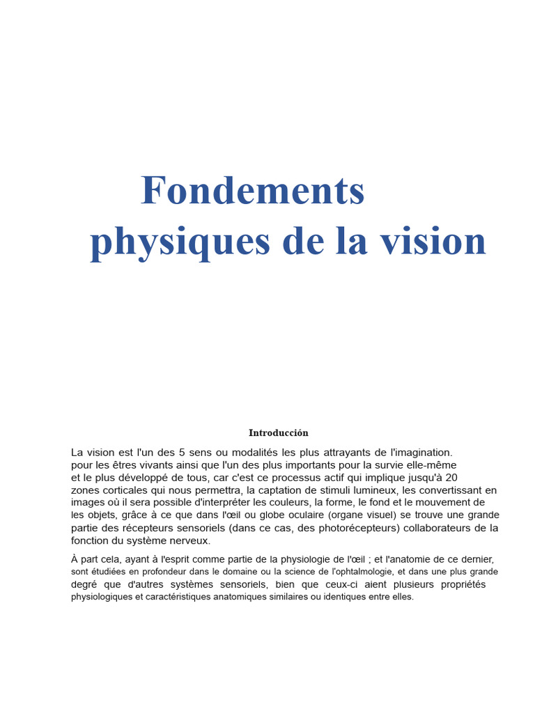 Fondements physiques de la vision humaine | PDF | Œil humain | Rétine