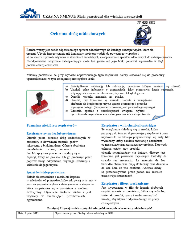 Info 033 SSO Ochrona Dróg Oddechowych | PDF
