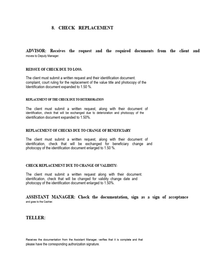 Check Replacement | PDF