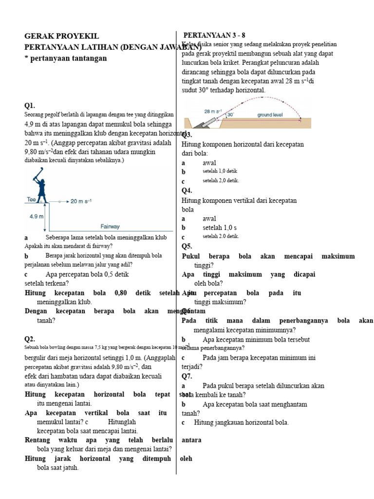Analisis Gerak Proyektil dalam Fisika | PDF