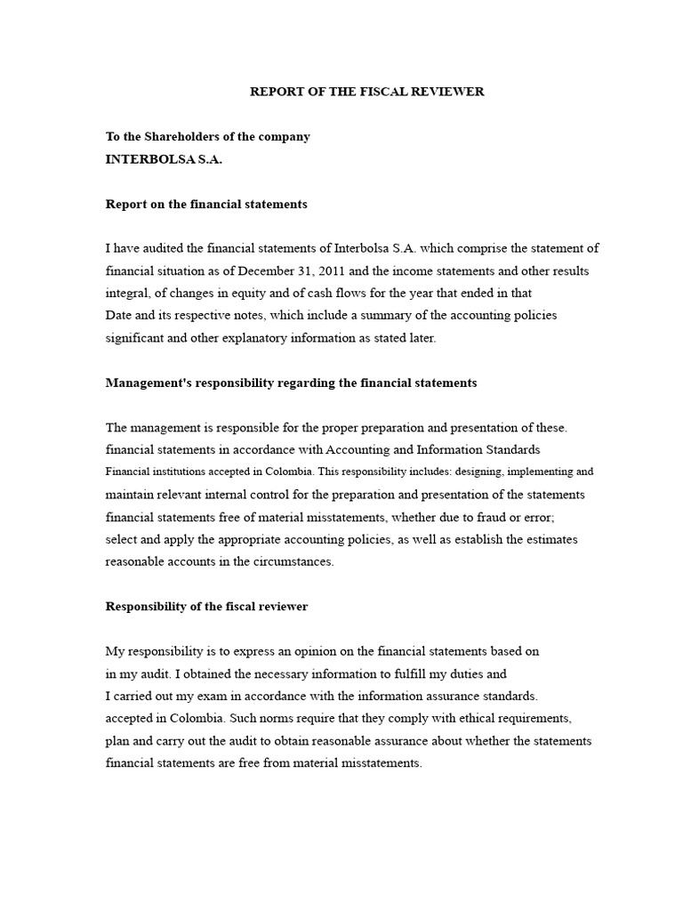 Report of The Fiscal Reviewer | PDF | Audit | Accounting